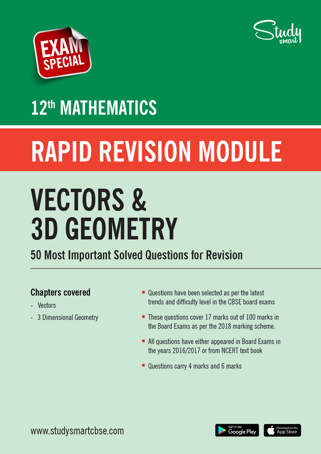 CBSE Class 12th Maths Vectors and 3D Geometry - 50 Most Important Ques ...
